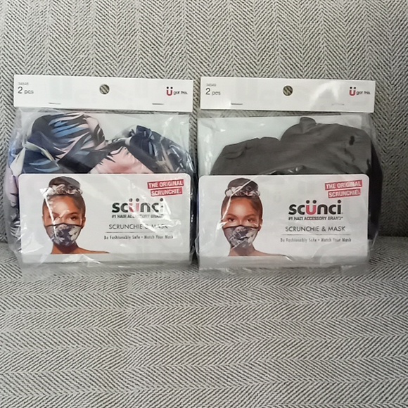 scunci | Accessories | 2 New Floral Tropical Scunci Set Floral Black ...